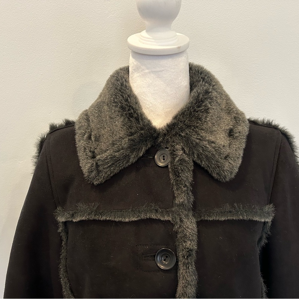 Utex Black Shearling Floor-Length Coat - Gem
